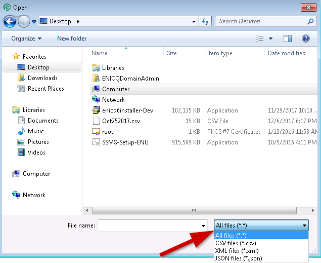 eNICQ 6 - Importing a CSV, XML, or JSON file